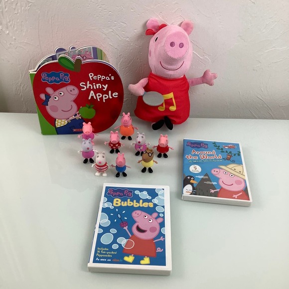 Hasbro | Toys | Peppa Pig Bundle Talking Plush Book 2 Dvds 9 Figures ...